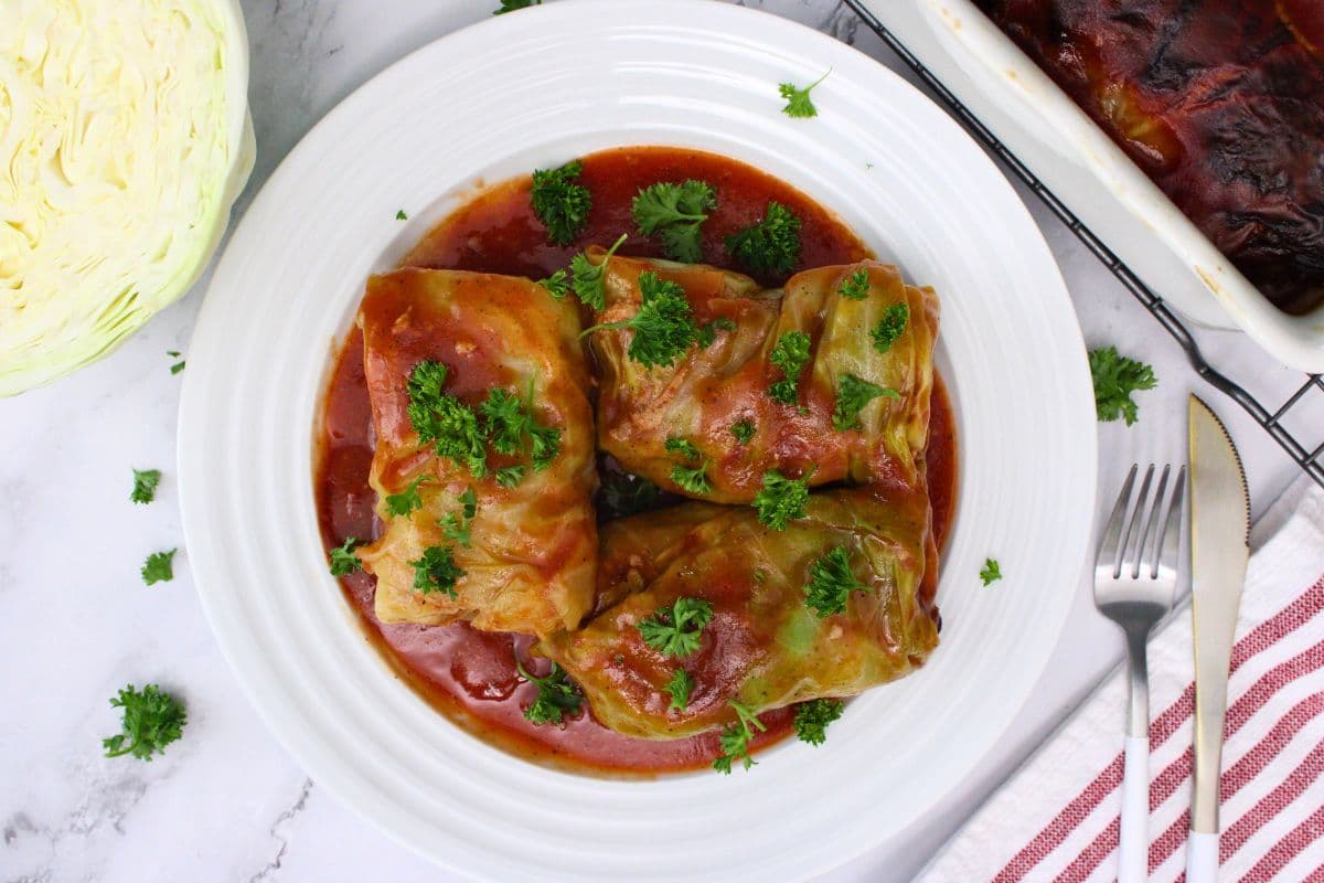 Air Fryer Cabbage Rolls Stuffed With Sausage and Rice - Dinners Done Quick