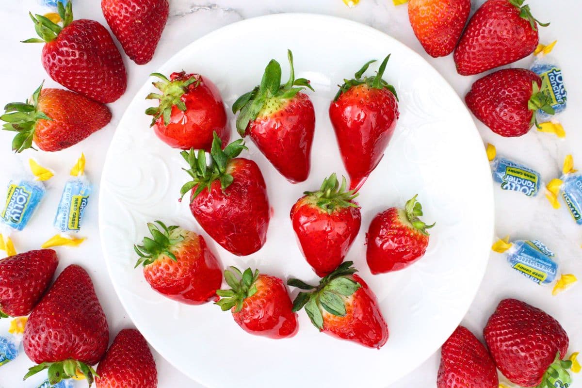 Jolly Rancher Strawberries: 2 Ingredient Candied Fruit! - Dinners Done ...