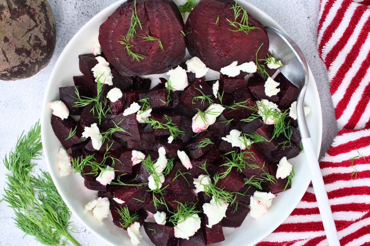 Whole Fresh Microwave Beets With Goat Cheese and Herbs! - Dinners Done ...