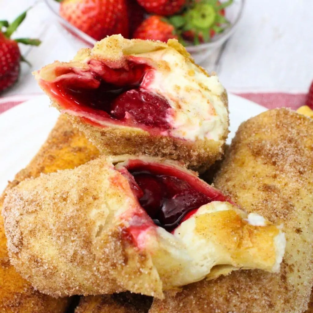 Air Fryer Cheesecake Chimichangas With Strawberry - Dinners Done Quick