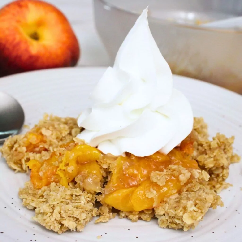 Easy Microwave Peach Crisp With Oats and Fresh Peaches - Dinners Done Quick