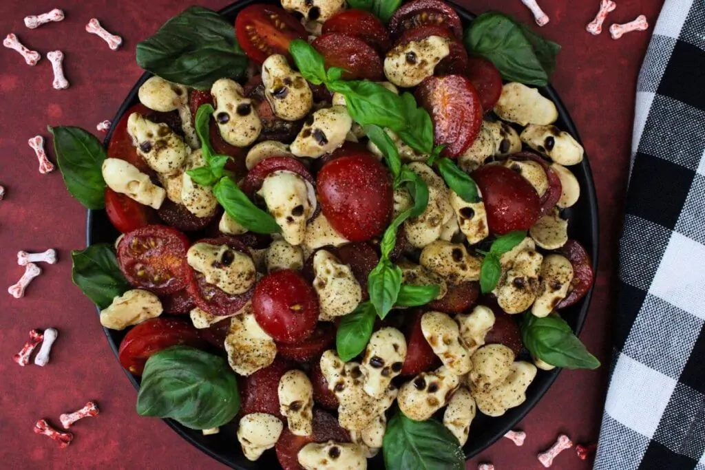 Skull Caprese Salad: Spooky Fun Halloween Appetizer! - Dinners Done Quick