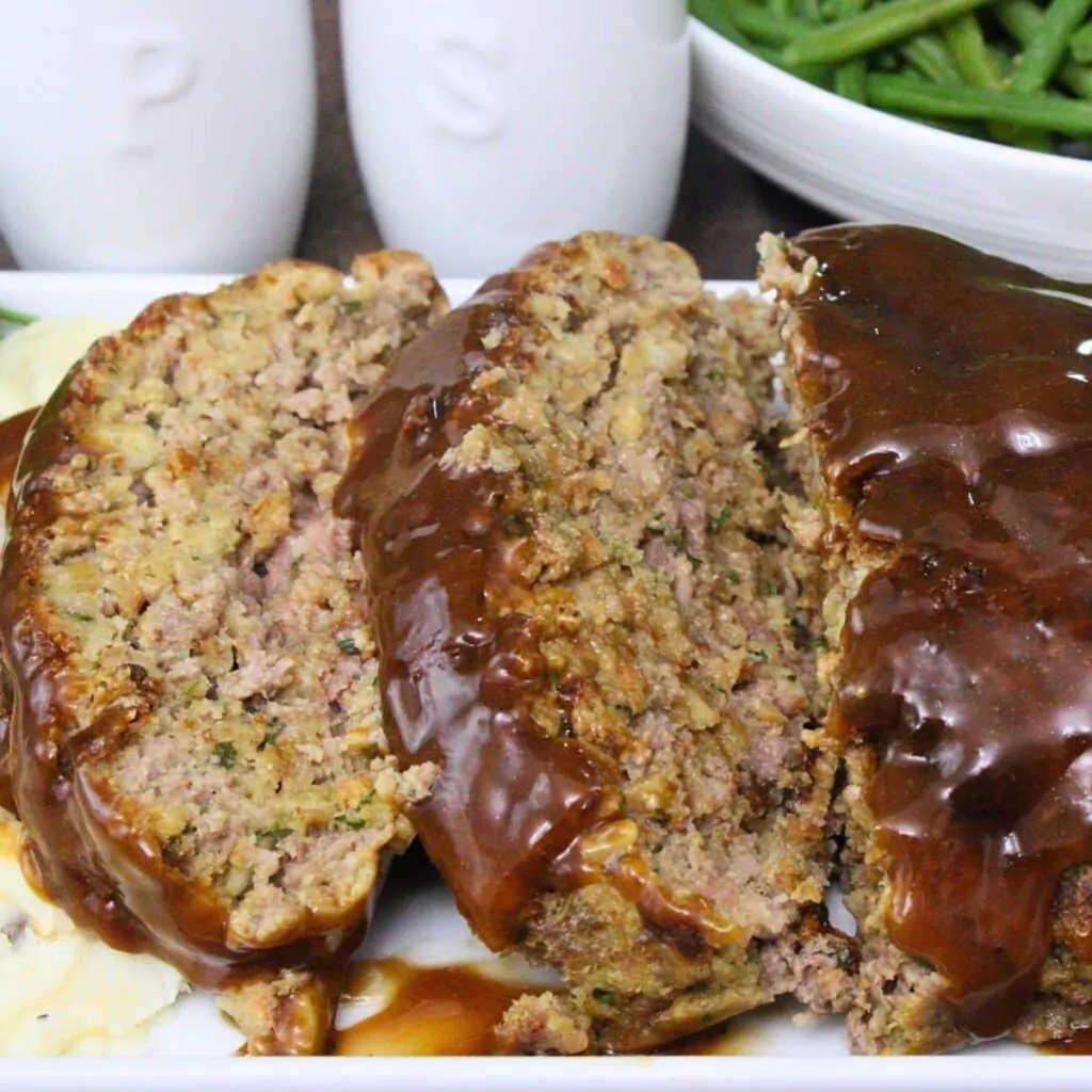 Easy Stove Top Stuffing Meatloaf (Air Fryer or Oven)! - Dinners Done Quick