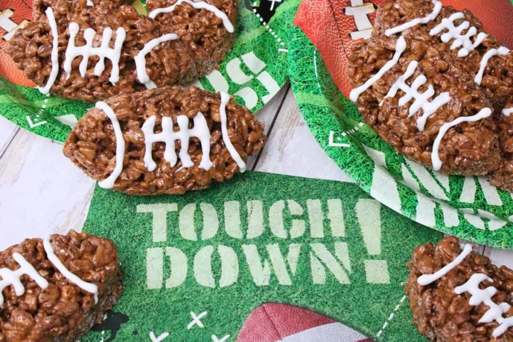 Football Rice Krispie Treats: No Bake Game Day Dessert! - Dinners Done ...